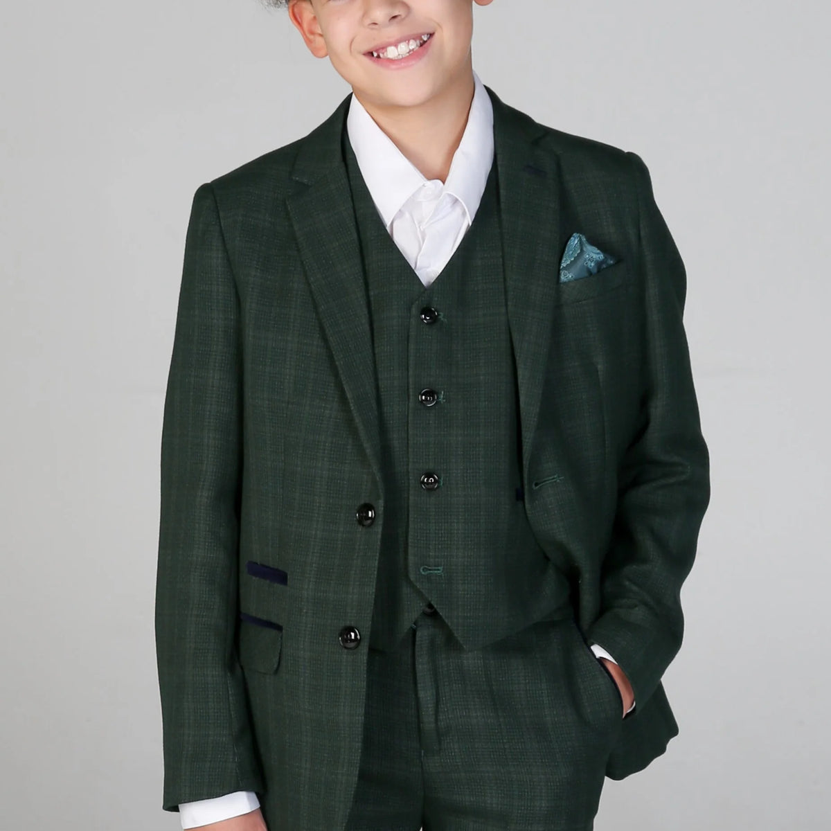 Paul Andrew Leo - Boys Green 3 Piece Checked Suit – TruClothing
