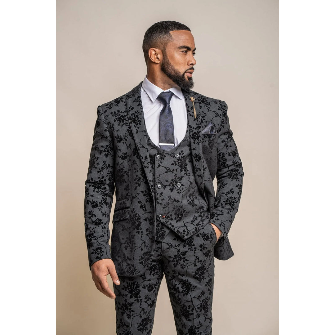 Cavani Georgi - Men's Black Paisley Velvet Floral Blazer – TruClothing