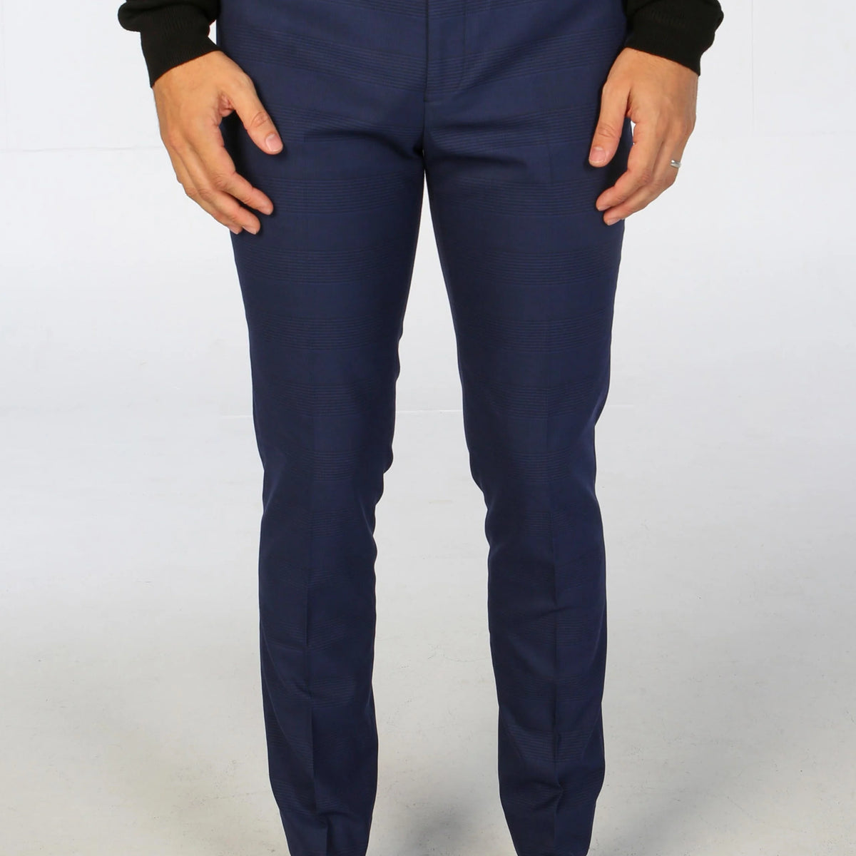 Paul Andrew Mark - Men's Navy Blue Checked Trousers – TruClothing