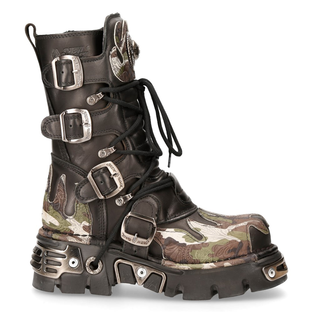 New Rock 591 S15 Camouflage Flame Metallic Biker Goth Boots – TruClothing