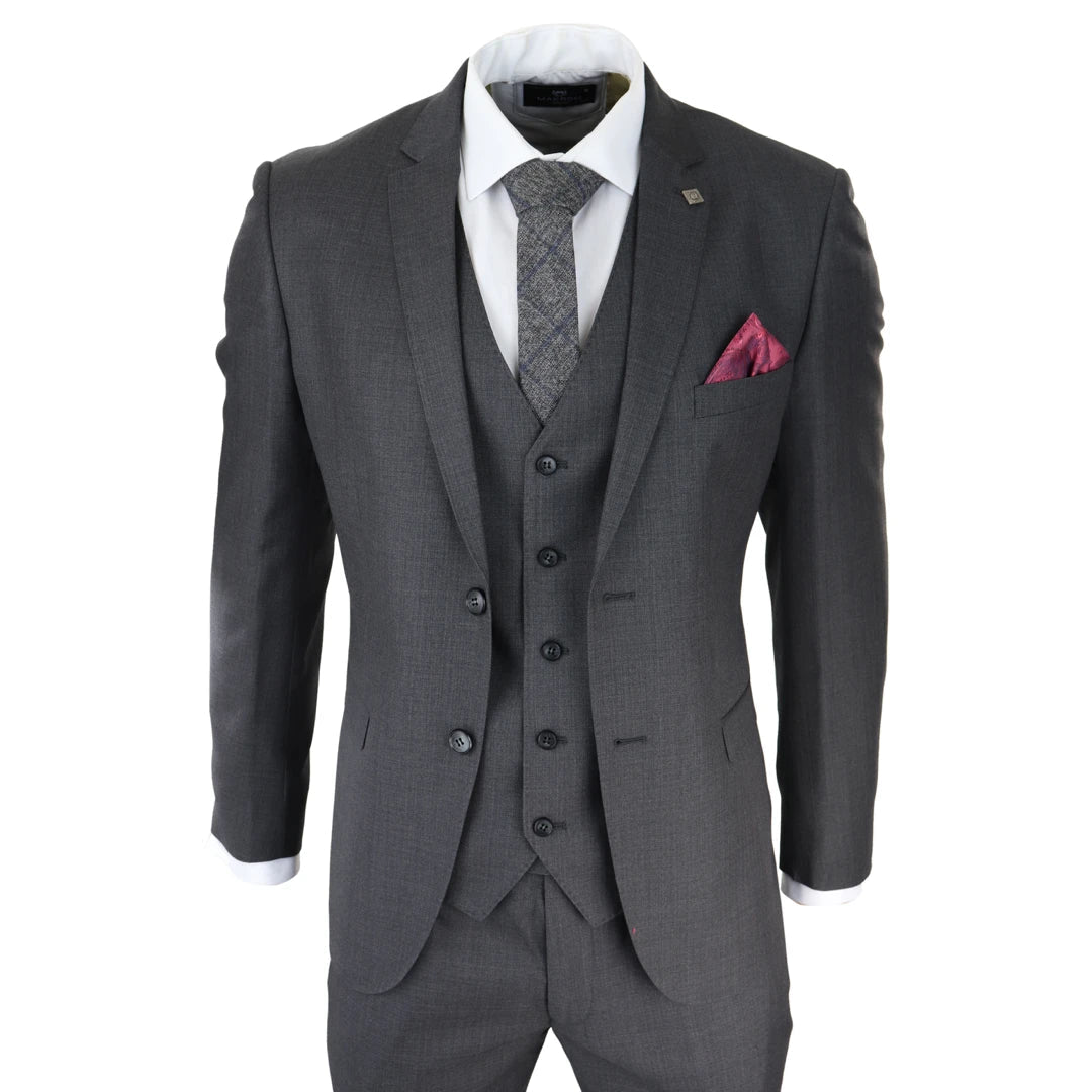 Paul Andrew Charles Men's Dark Grey 3 Piece Wedding Suit – TruClothing