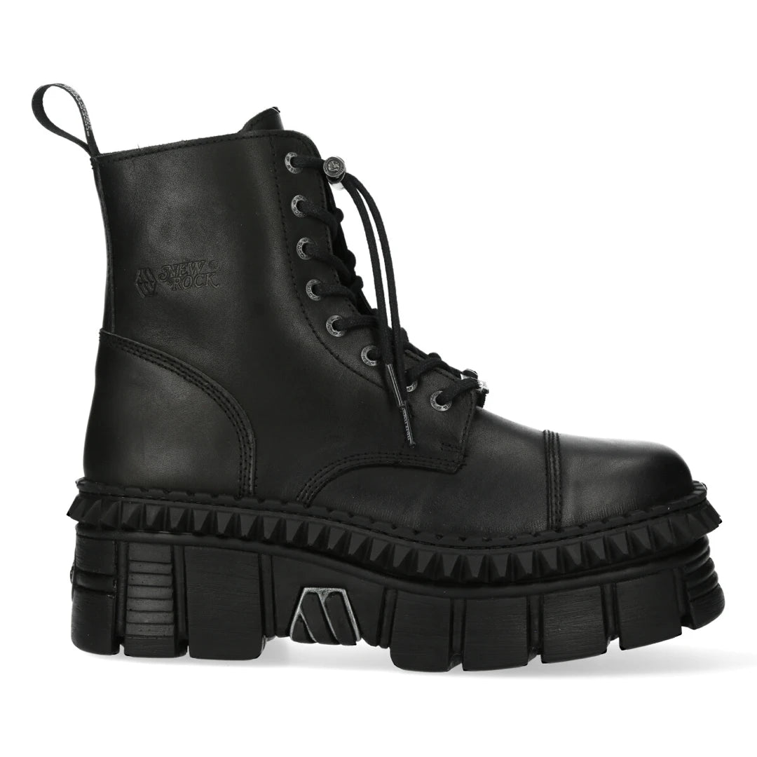 New Rock WALL083CCT-S6 Boots Metallic Black Leather Platform – TruClothing